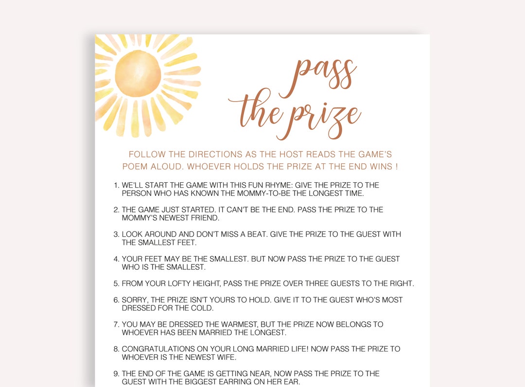 Boho Baby Shower Game Pass the Parcel Baby Shower Game A - Etsy