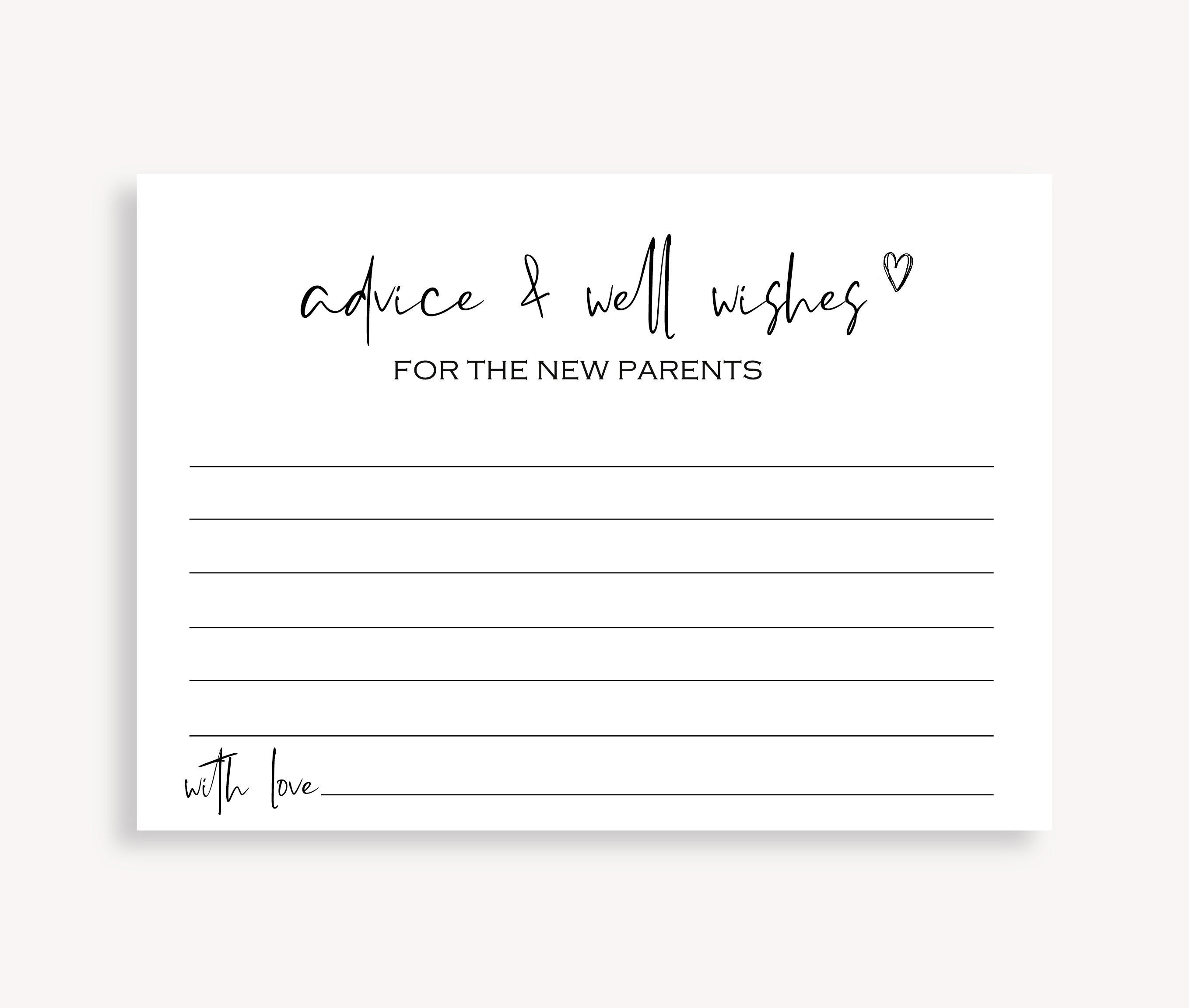 Advice and Well Wishes for the New Parents Card Baby Shower - Etsy Canada