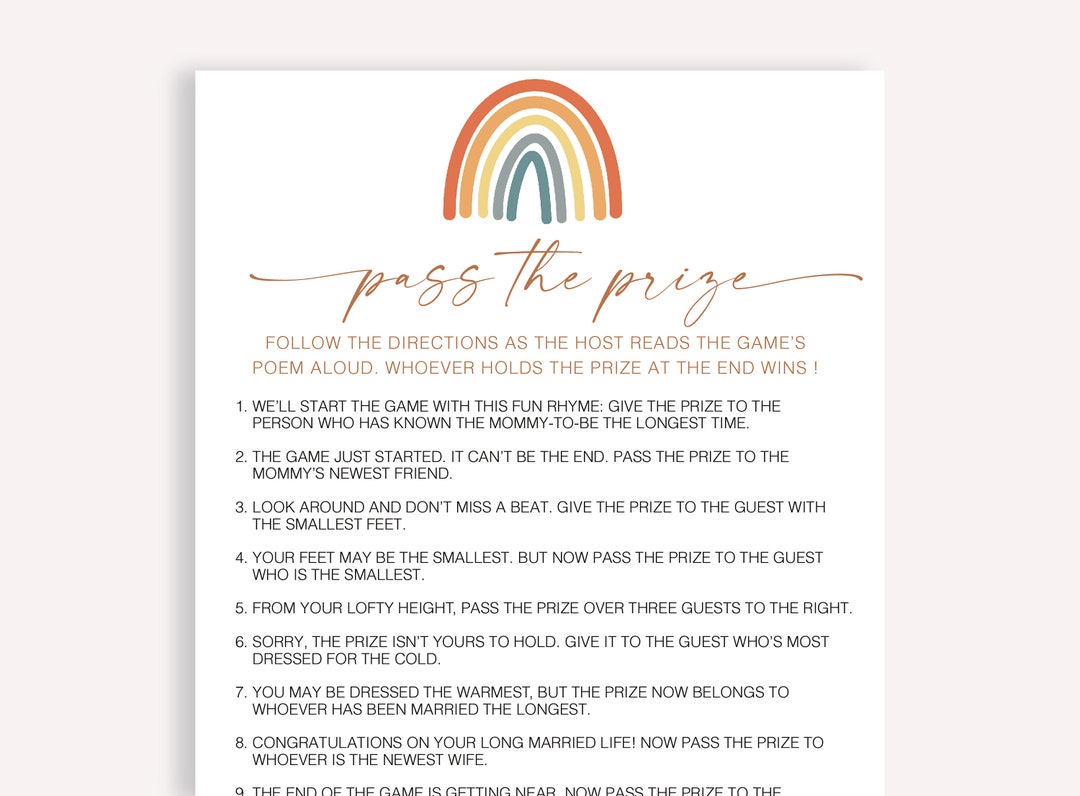 Printable Pass the Prize Poem Game Minimalist Pass the Prize - Etsy