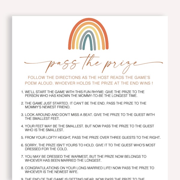 Pass the Prize Coed Baby Shower - Etsy