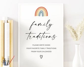 DOWNLOADABLE 8x10 Family Traditions Sign and Cards - Etsy