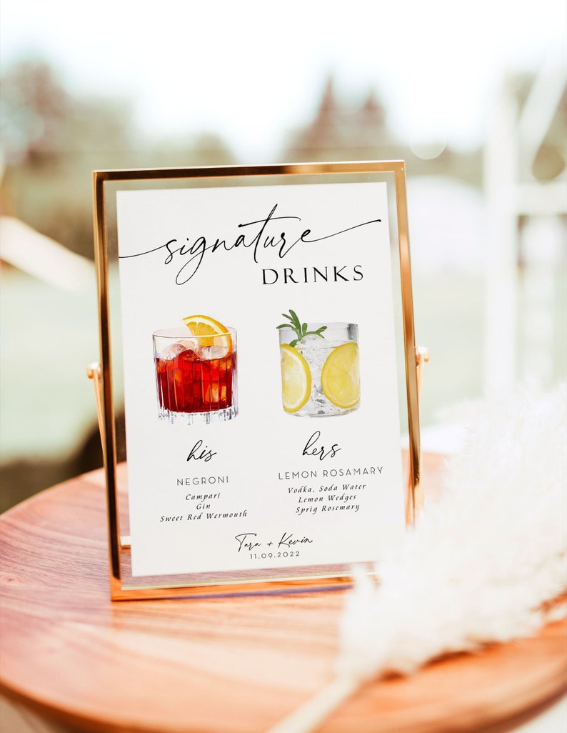Editable Signature Drink Sign Printable Signatute Cocktail - Etsy