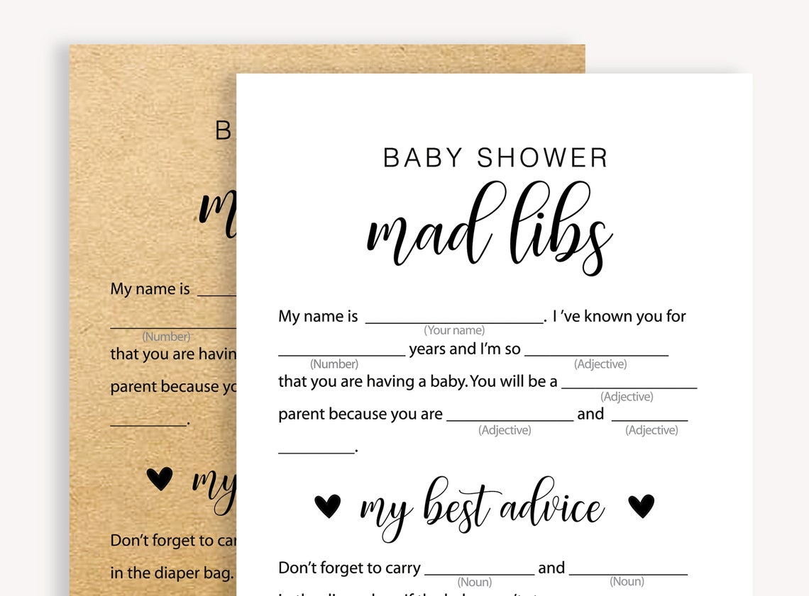 Baby Mad Libs Baby Shower Mad Libs Game Funny Baby Shower - Etsy