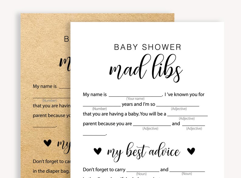 Baby Mad Libs Baby Shower Mad Libs Game Funny Baby Shower - Etsy