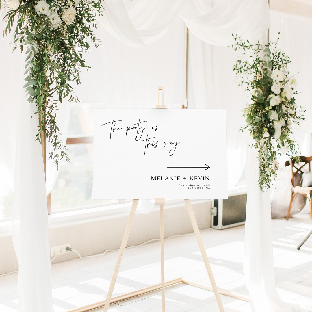 Wedding Direction Arrow Sign, Elegant Wedding Directional Arrow Sign ...