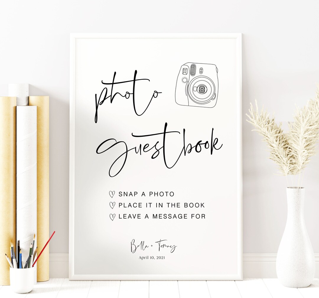 Photo Guestbook Sign, Printable Photo Guest Book Sign, Editable Wedding ...