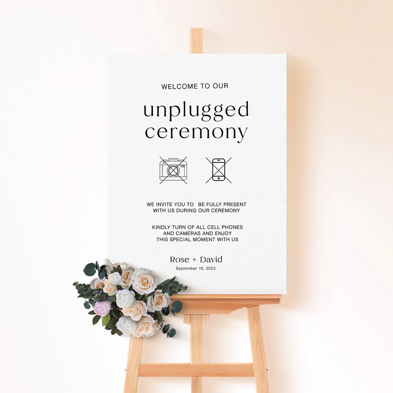 Editable Unplugged Ceremony Sign Template, Modern Unplugged Ceremony ...
