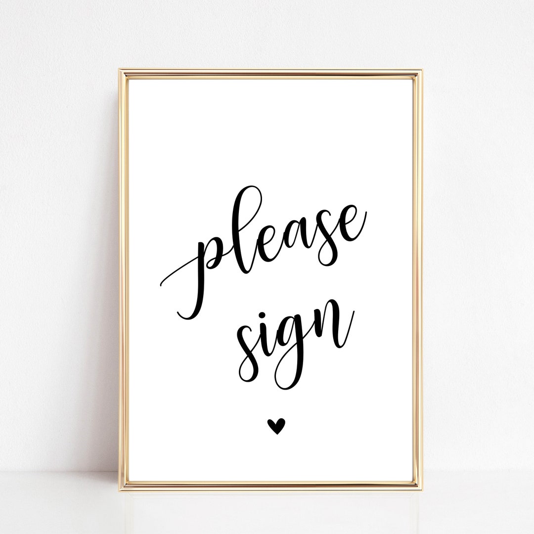 Please Sign Printable Baby Shower Sign, Please Sign Reception Sign ...
