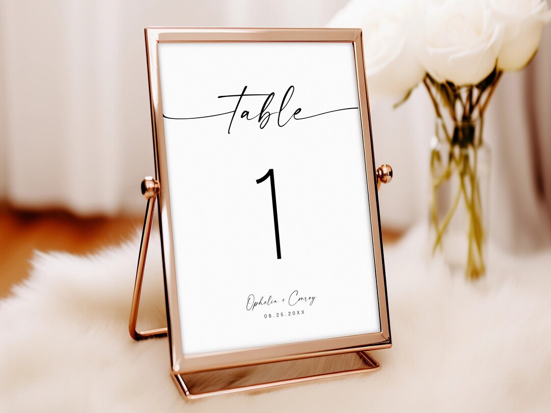 Editable Table Numbers Template, Minimalist Wedding Table Numbers ...