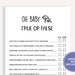 Oh Baby True or False Baby Shower Games, Black and White Baby Shower ...