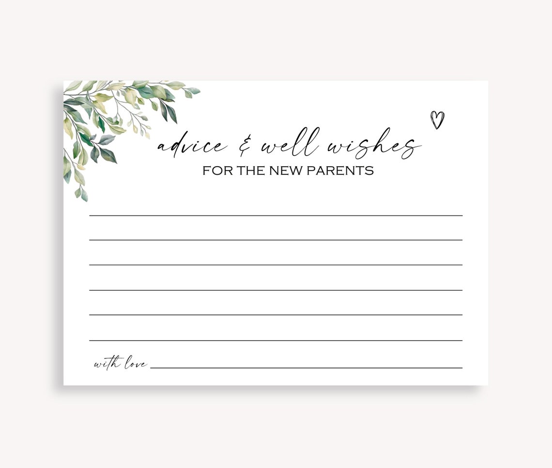 Advice and Well Wishes for the New Parents Card Baby Shower - Etsy
