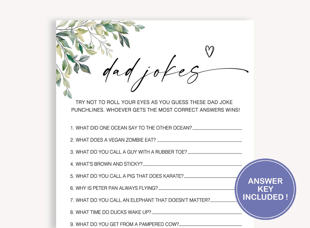 Dad Jokes Baby Shower Game Funny Jokes and Riddles Game Fun - Etsy