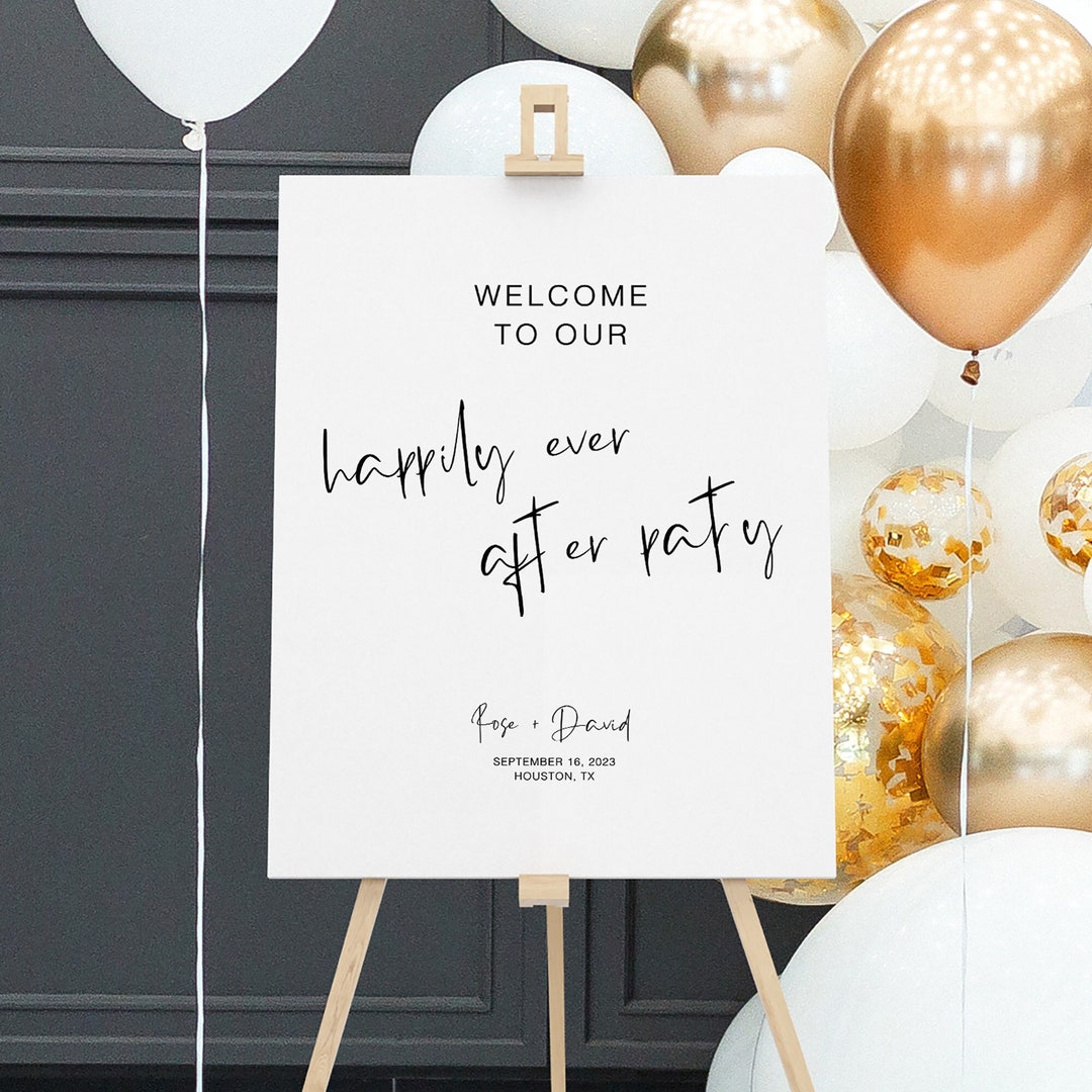 Editable Wedding Welcome Sign, Happily Ever After Party Welcome Sign ...