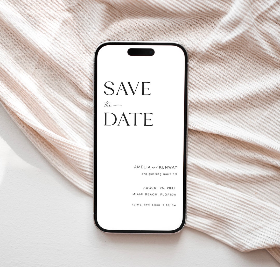 Electronic Save the Date Evite, Digital Engagement Invite, Modern Text ...