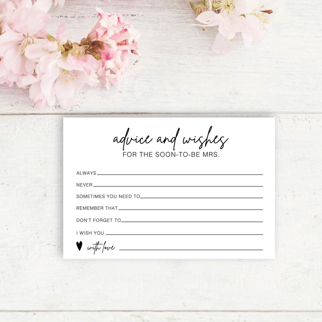 Advice and Wishes for the Bride Card Advice and Wishes for - Etsy