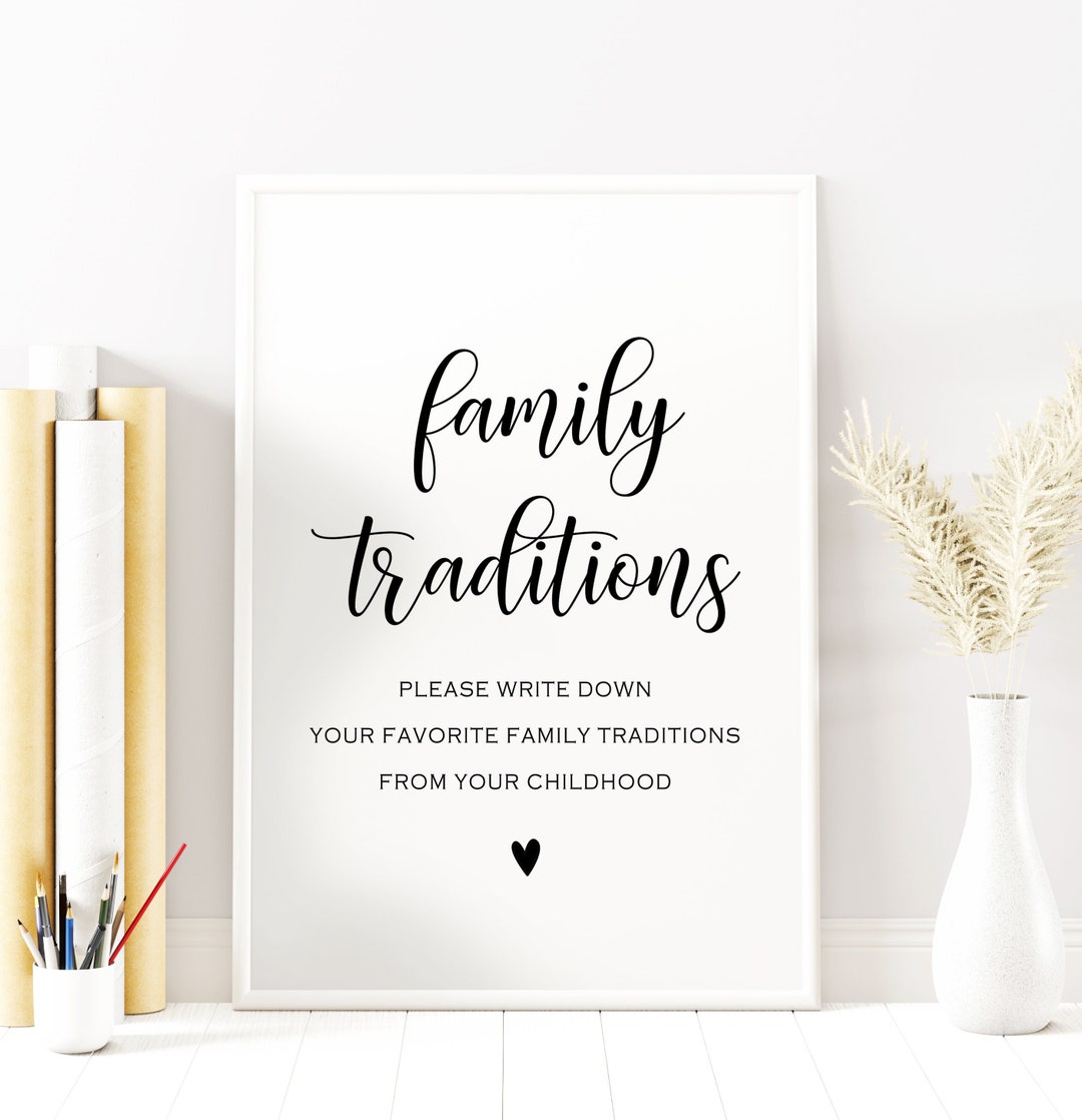 Family Traditions Sign & Game Minimalist Baby Shower Sign - Etsy