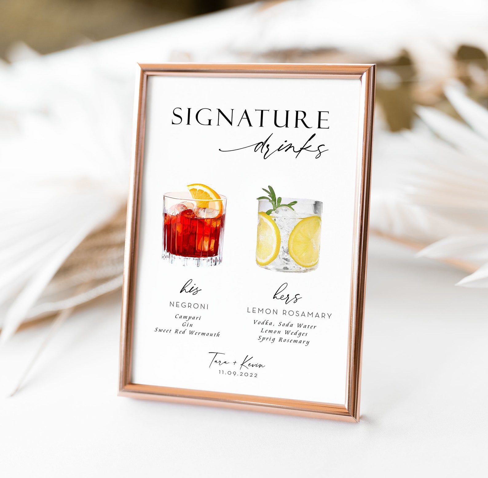Editable Signature Drink Sign, Printable Signature Cocktail, His and ...