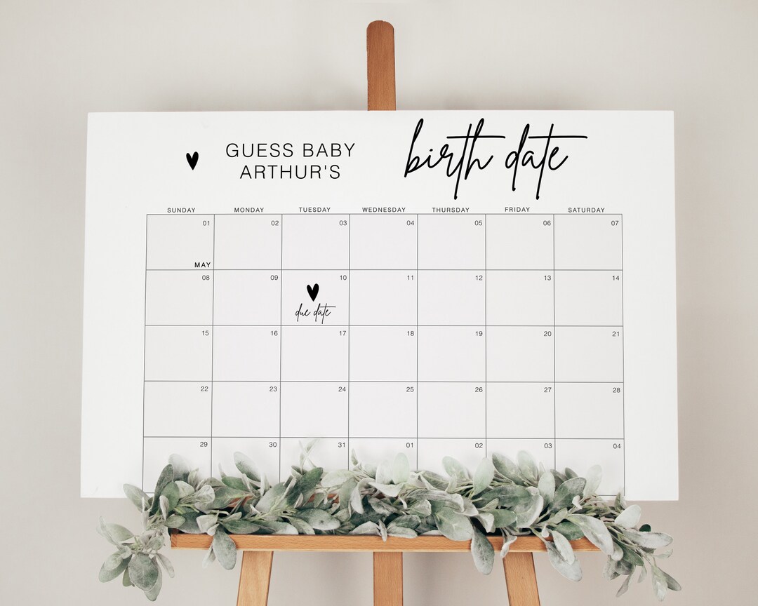 Baby Due Date Prediction Poster, Guess the Due Date Calendar Game ...