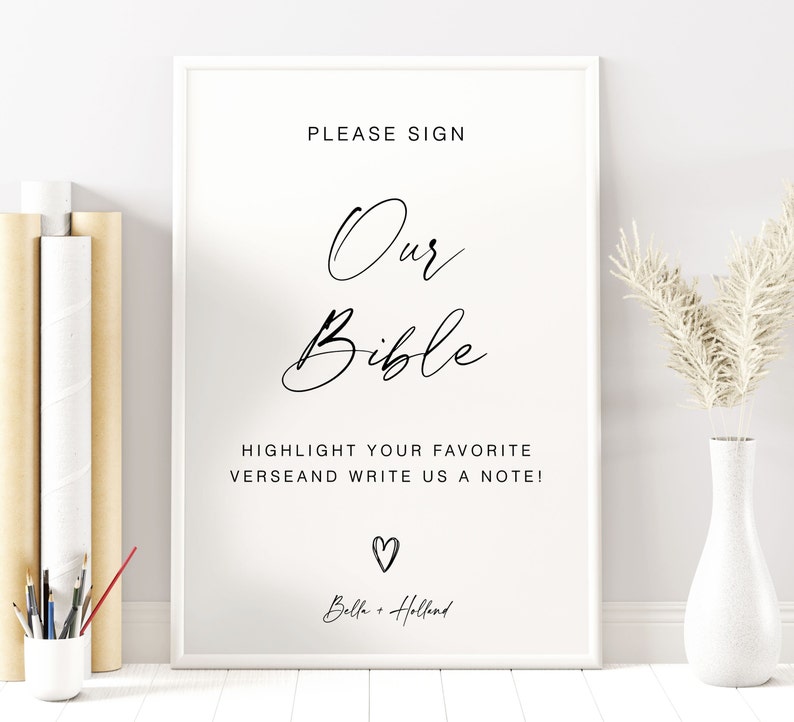 Modern Please Sign Our Bible Signage, Wedding Decor Sign, Wedding Bible ...
