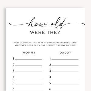 Instant Guess How Old Game, Baby Shower Age Guessing, How Old Were the ...