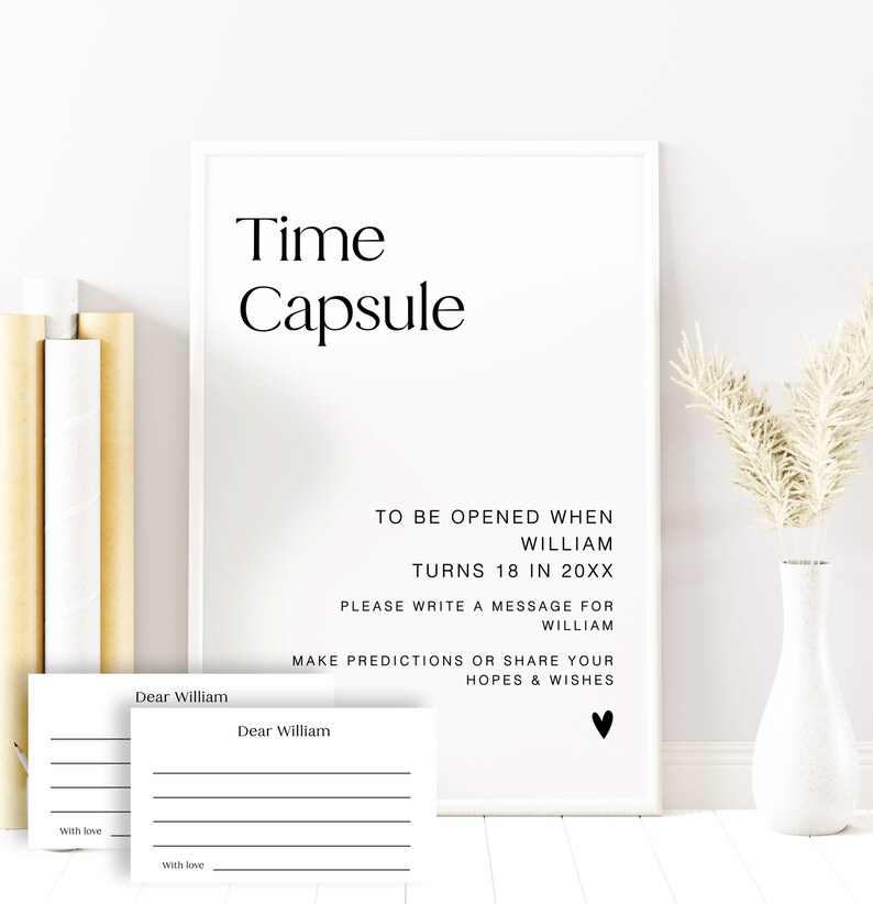 Editable Time Capsule Cards Modern Minimalist Baby Shower - Etsy