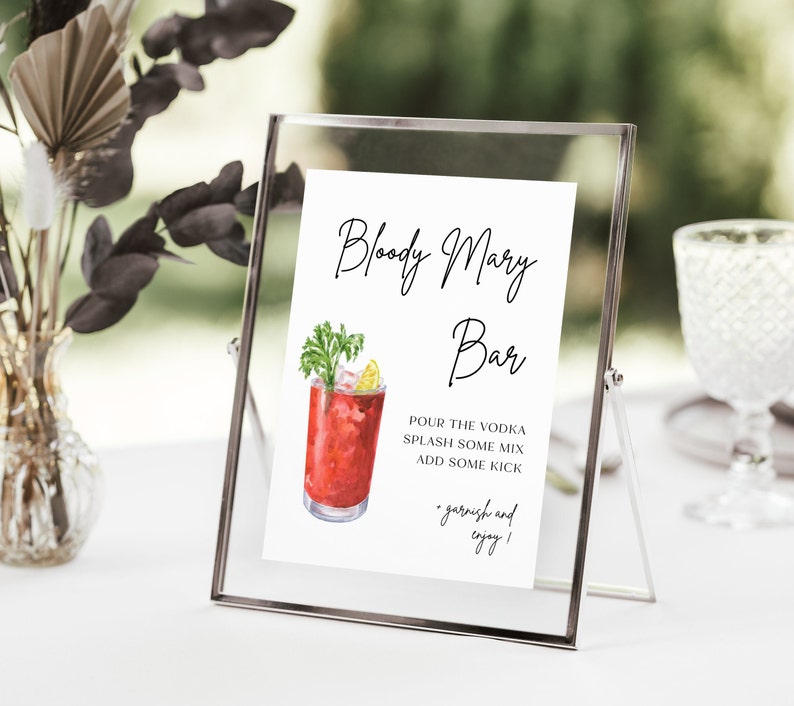 Editable Bloody Mary Bar Sign, Bridal Bruch Bloody Mary Cocktail Sign ...