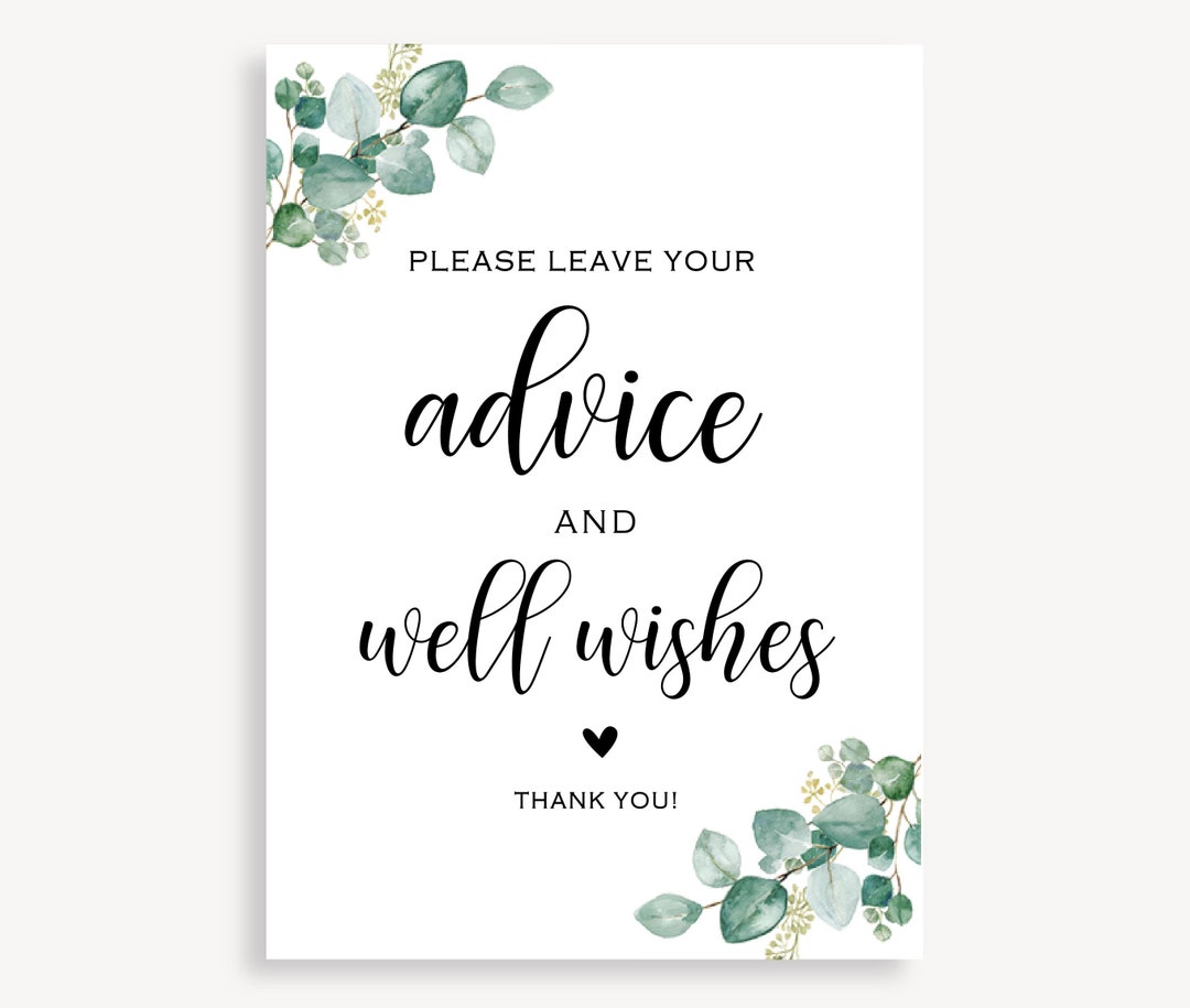 Advice for the New Parents Sign, Advice and Well Wishes Baby Shower ...