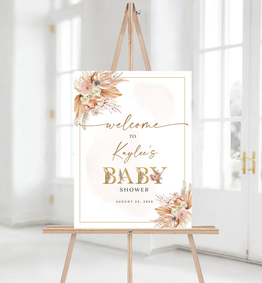 Bohemian Baby Shower Welcome Sign, Editable Baby Shower Welcome Poster ...