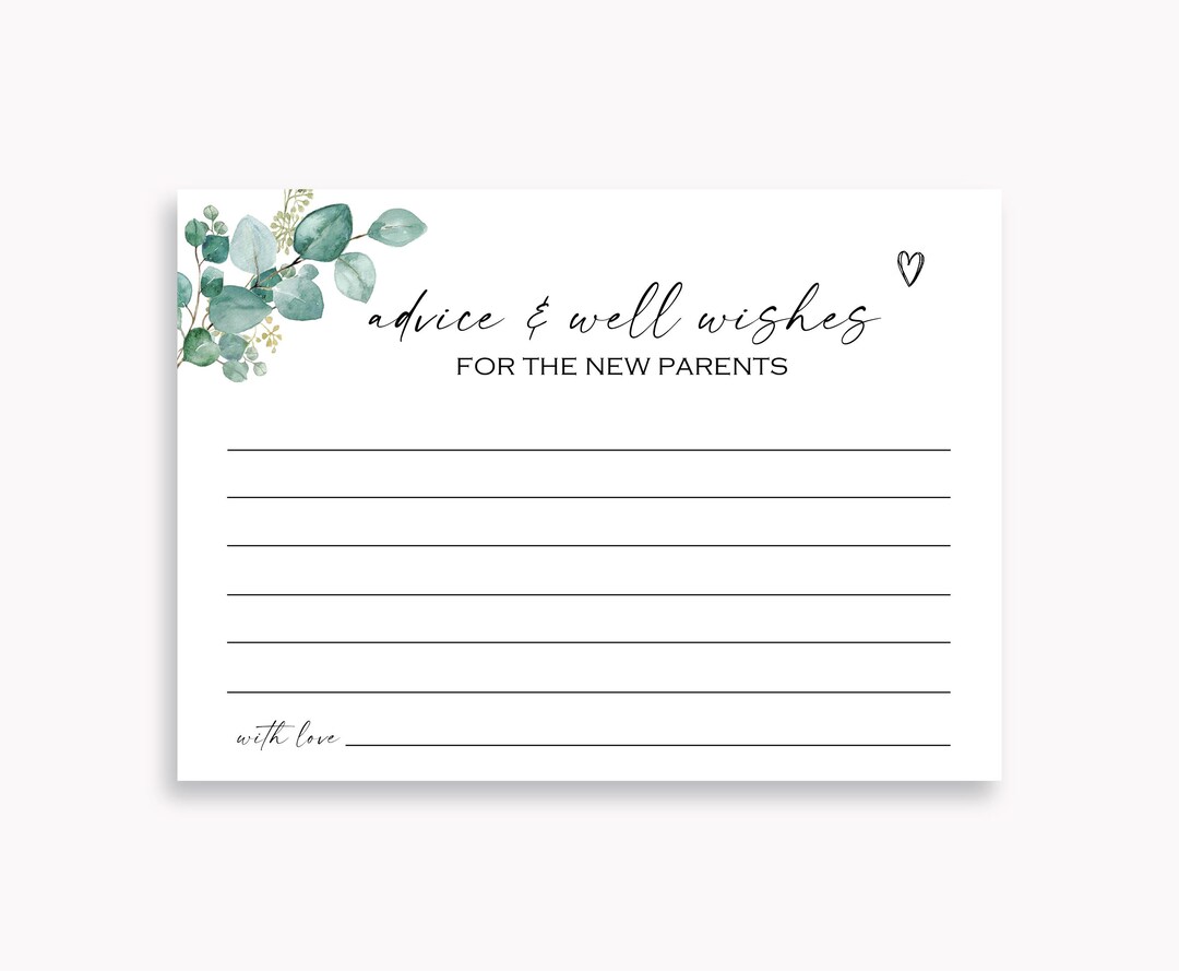 Baby Shower Advice Cards, Simple Baby Shower Wishes Card, Advice and ...