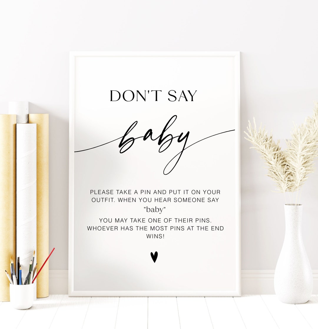 Don't Say Baby Sign Template Printable Sign Minimalist - Etsy