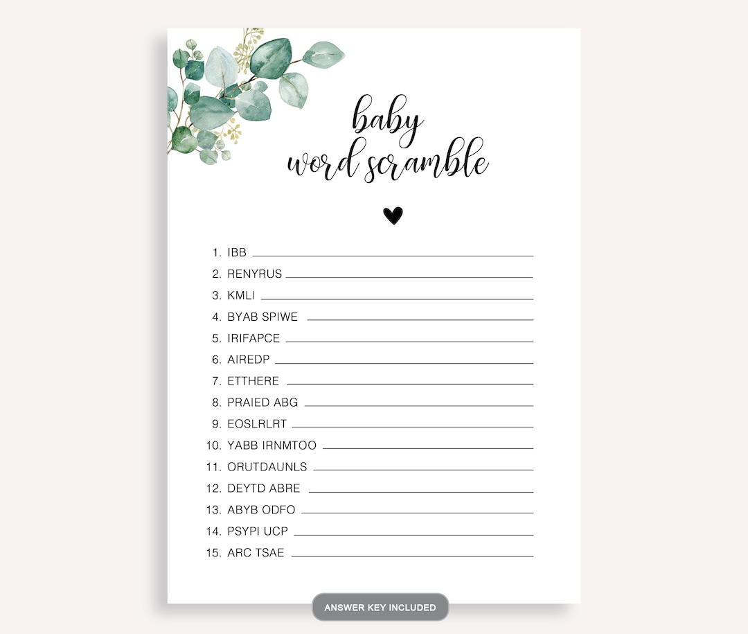 Baby Word Scramble Baby Shower Game, Baby Word Game Printable, Baby ...