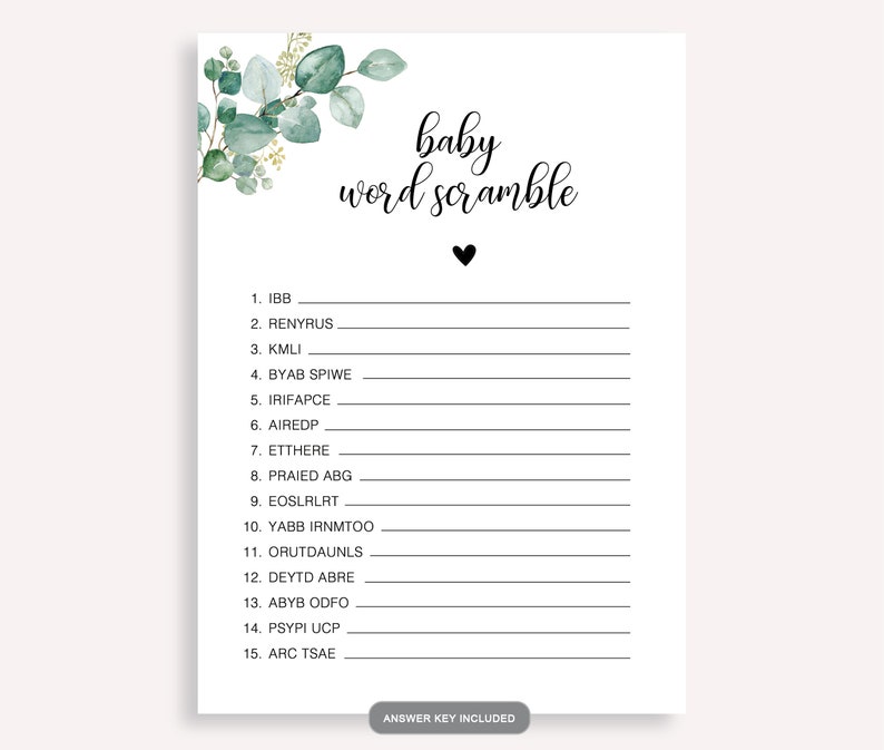 Baby Word Scramble Baby Shower Game, Baby Word Game Printable, Baby ...