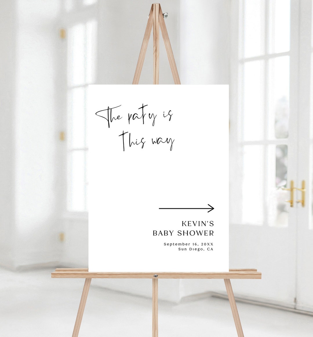 Baby Shower Direction Sign Template, Minimalist Baby Shower Direction ...