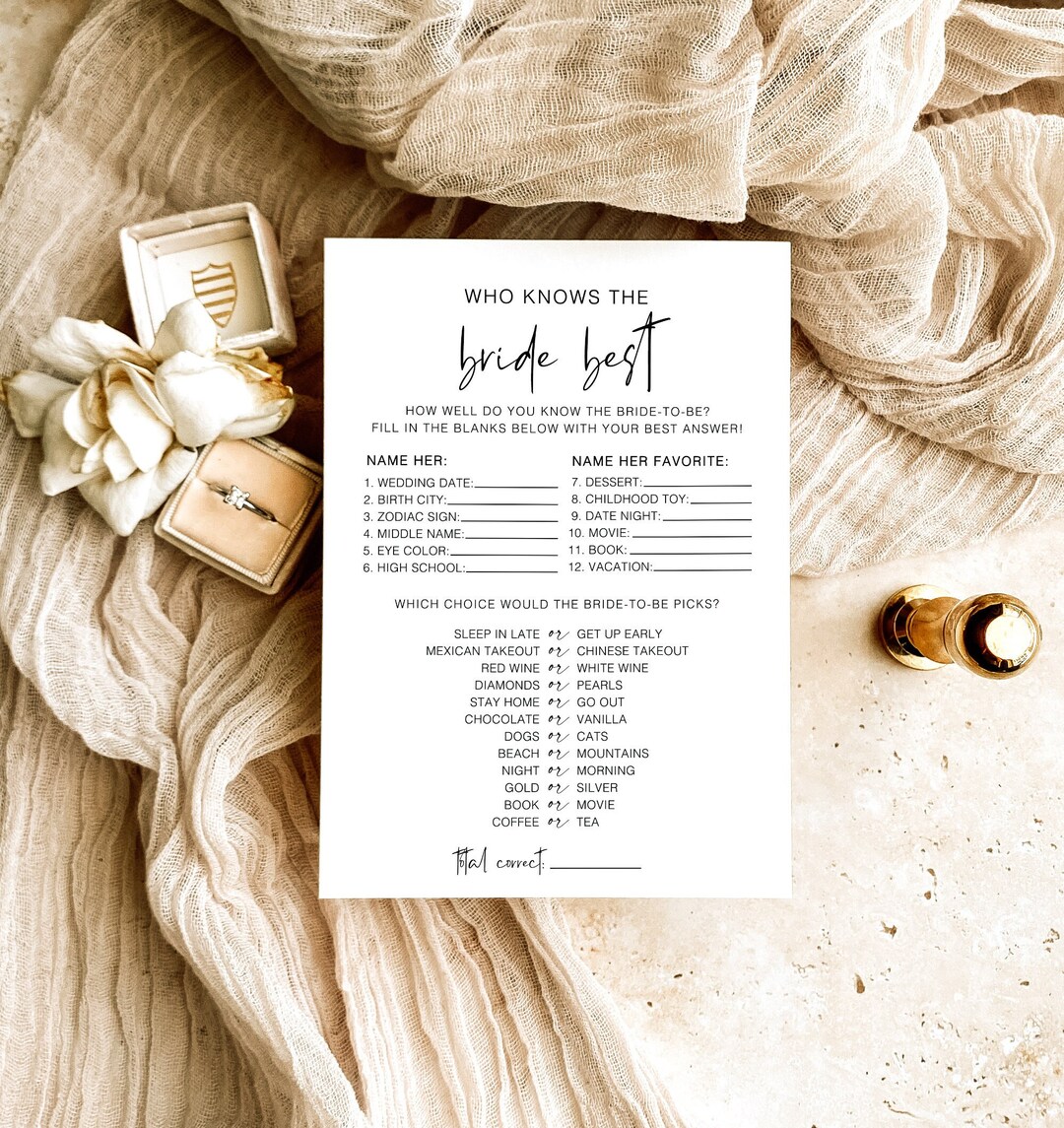 Minimalist Bridal Shower Game, Virtual Bridal Shower Game, Minimalist ...