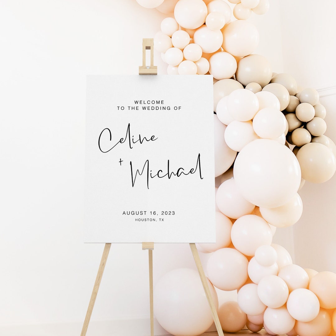 Minimalist Wedding Welcome Sign Template, Editable Wedding Welcome ...