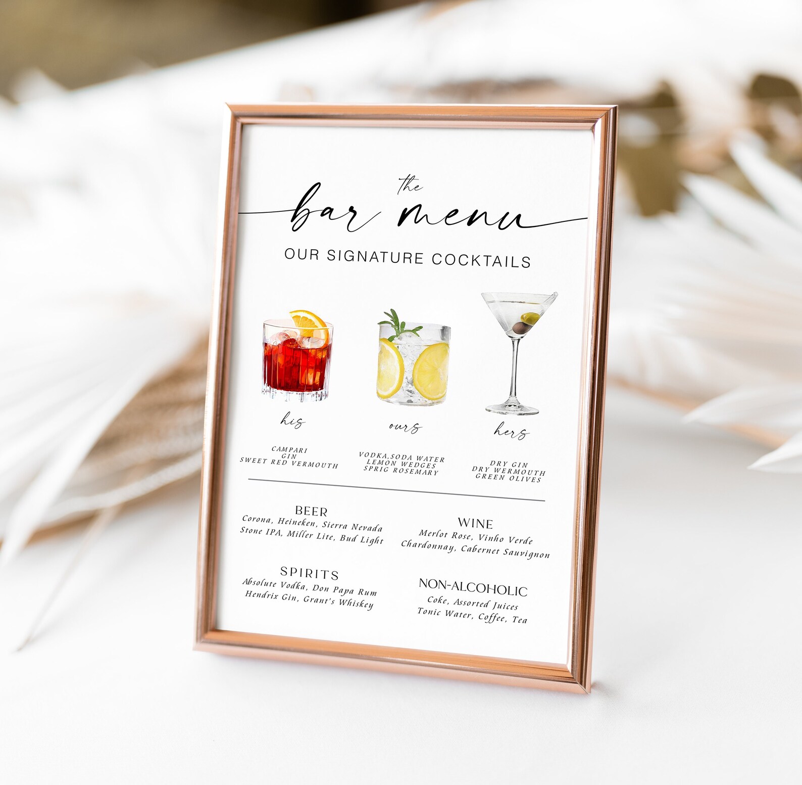Printable Bar Menu Template Signature Cocktails Sign Modern - Etsy