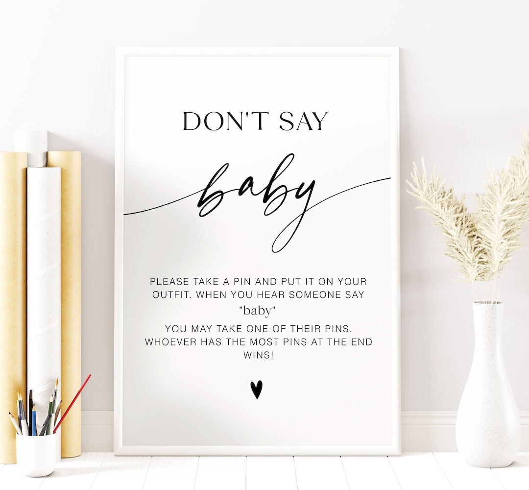 Don't Say Baby Sign Template, Printable Sign, Minimalist Baby Shower ...