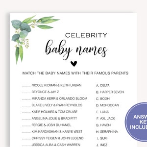 Celebrity Baby Names Baby Shower Game Celebrity Name Baby - Etsy