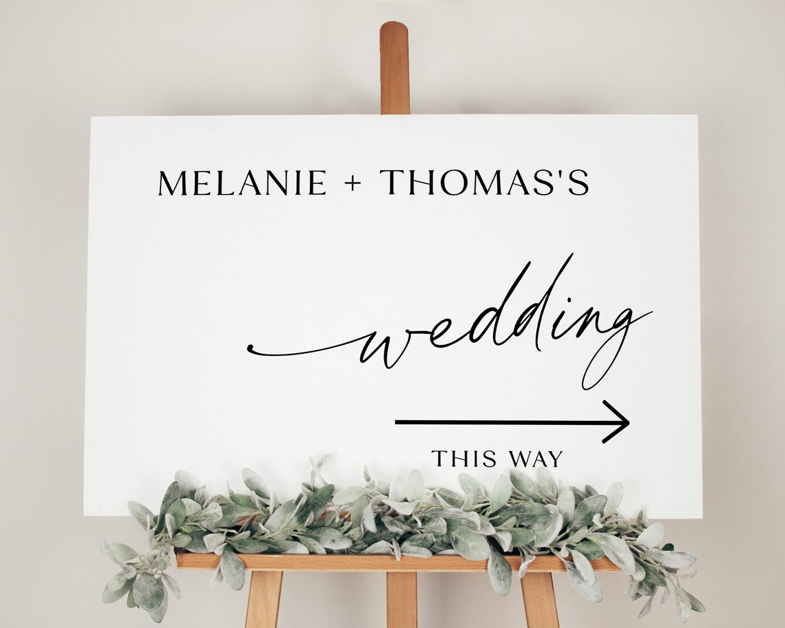 Wedding Direction Sign Template, Wedding This Way Sign, Minimalist ...