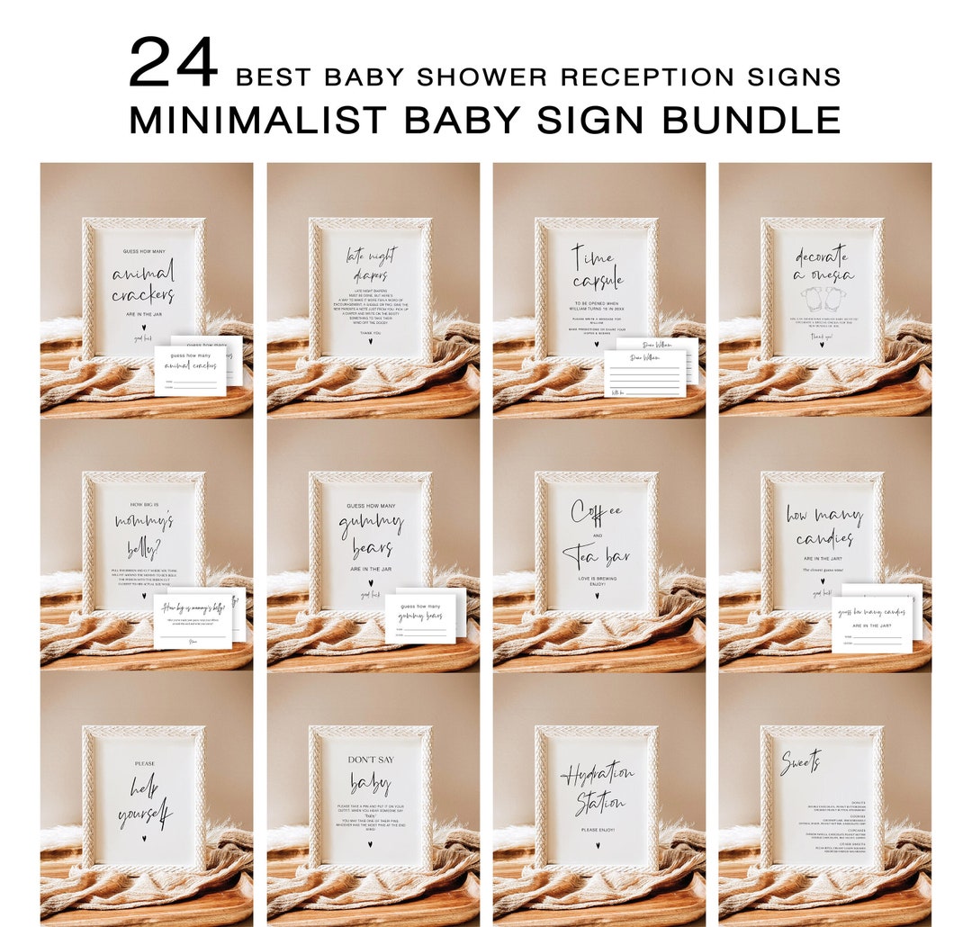 Modern Baby Shower Sign Bundle, Minimalist Baby Shower Reception Sign ...