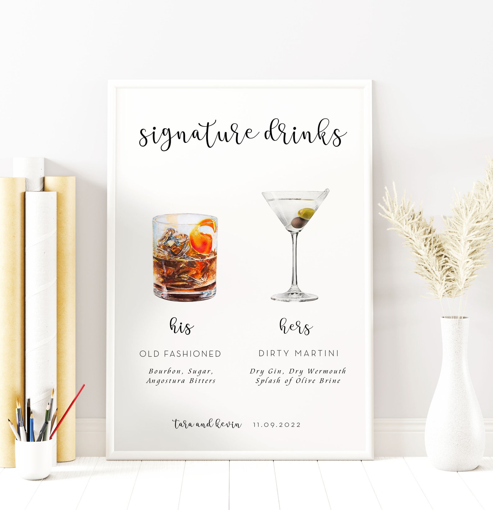 Modern Wedding Signature Drink Menu Sign Photo Cocktail Bar - Etsy