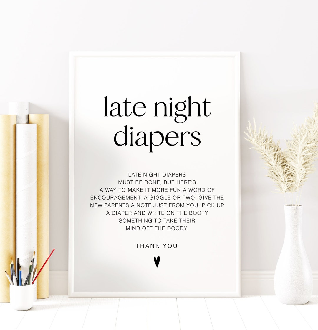 Editable Late Night Diapers Sign Template Minimalist Baby - Etsy