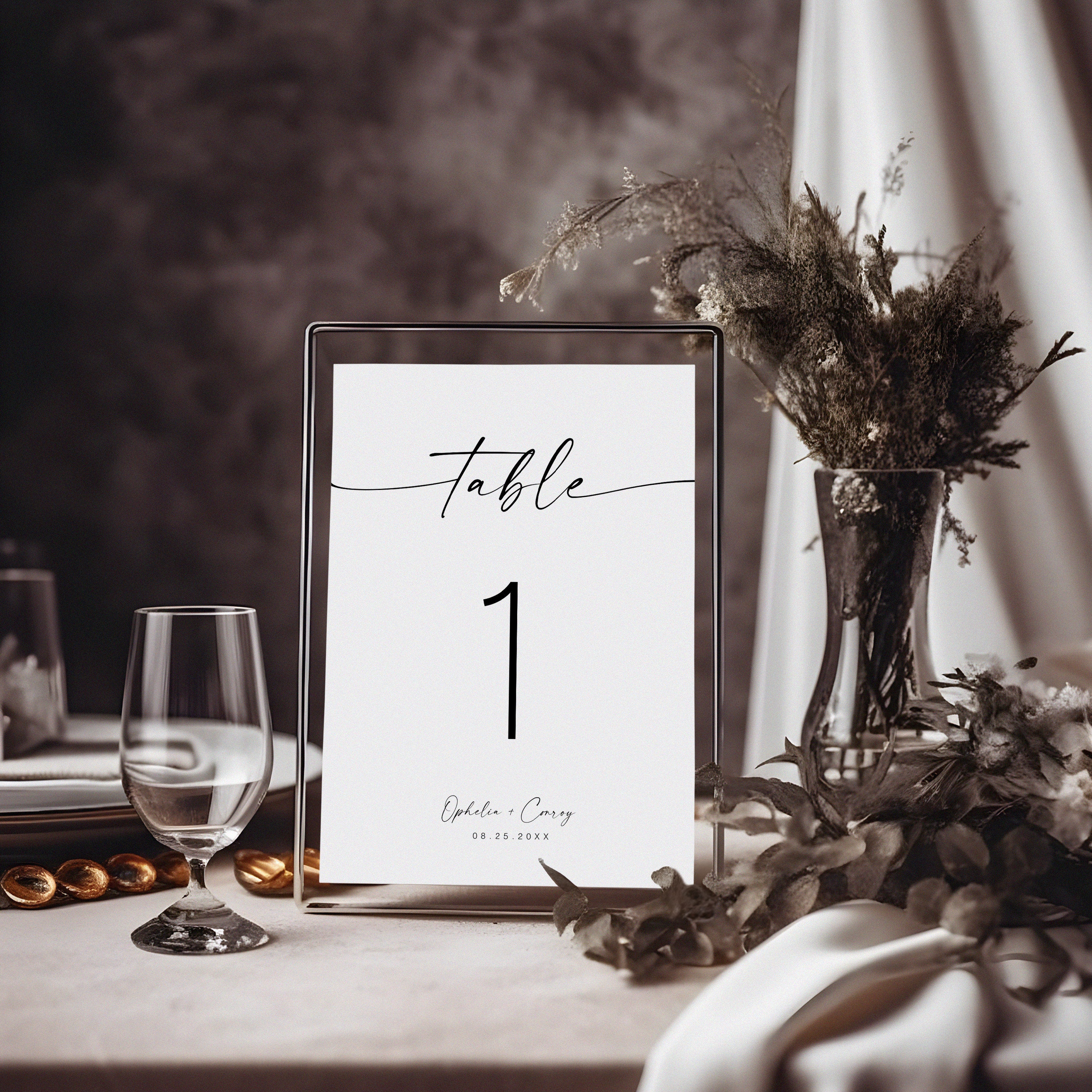 Editable Table Numbers Template, Minimalist Wedding Table Numbers ...
