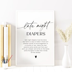 Minimalist Diaper Notes, Baby Shower Diaper Thoughts Sign, Template ...