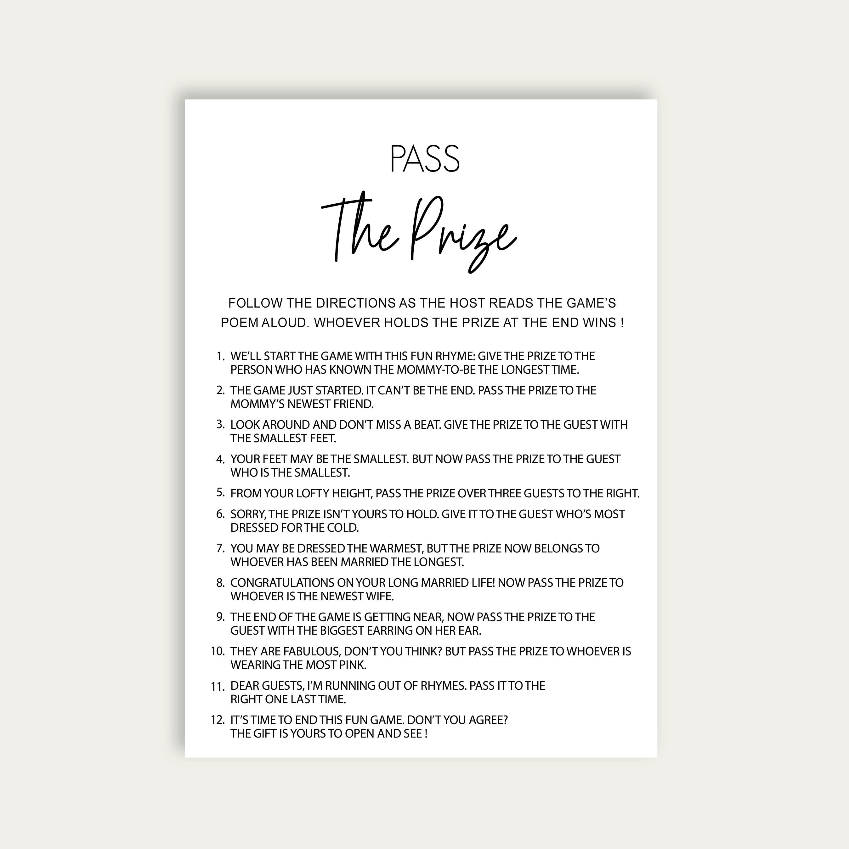 Pass the Poem Game Pass the Prize Baby Shower Game Virtual - Etsy UK