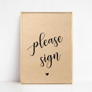 Please Sign Printable Baby Shower Sign, Please Sign Reception Sign ...