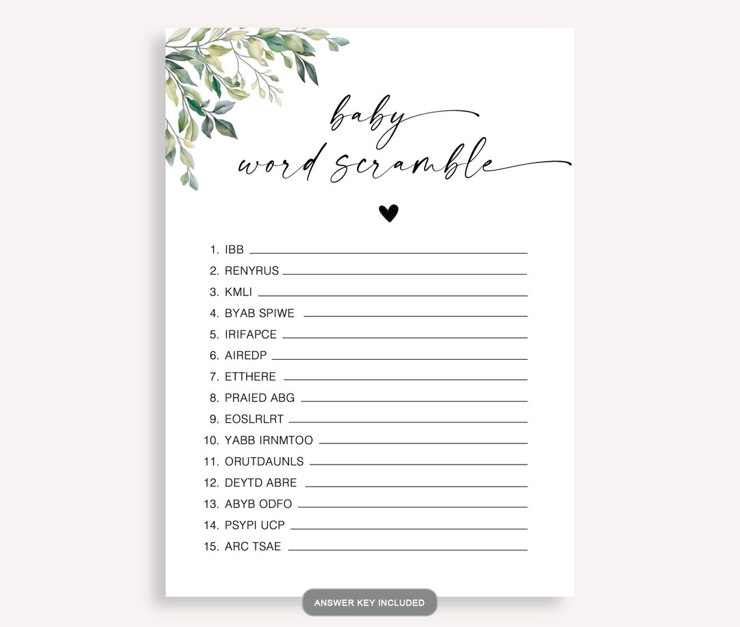 Boho Baby Word Scramble Game, Gender Neutral Shower Game, Baby Shower ...