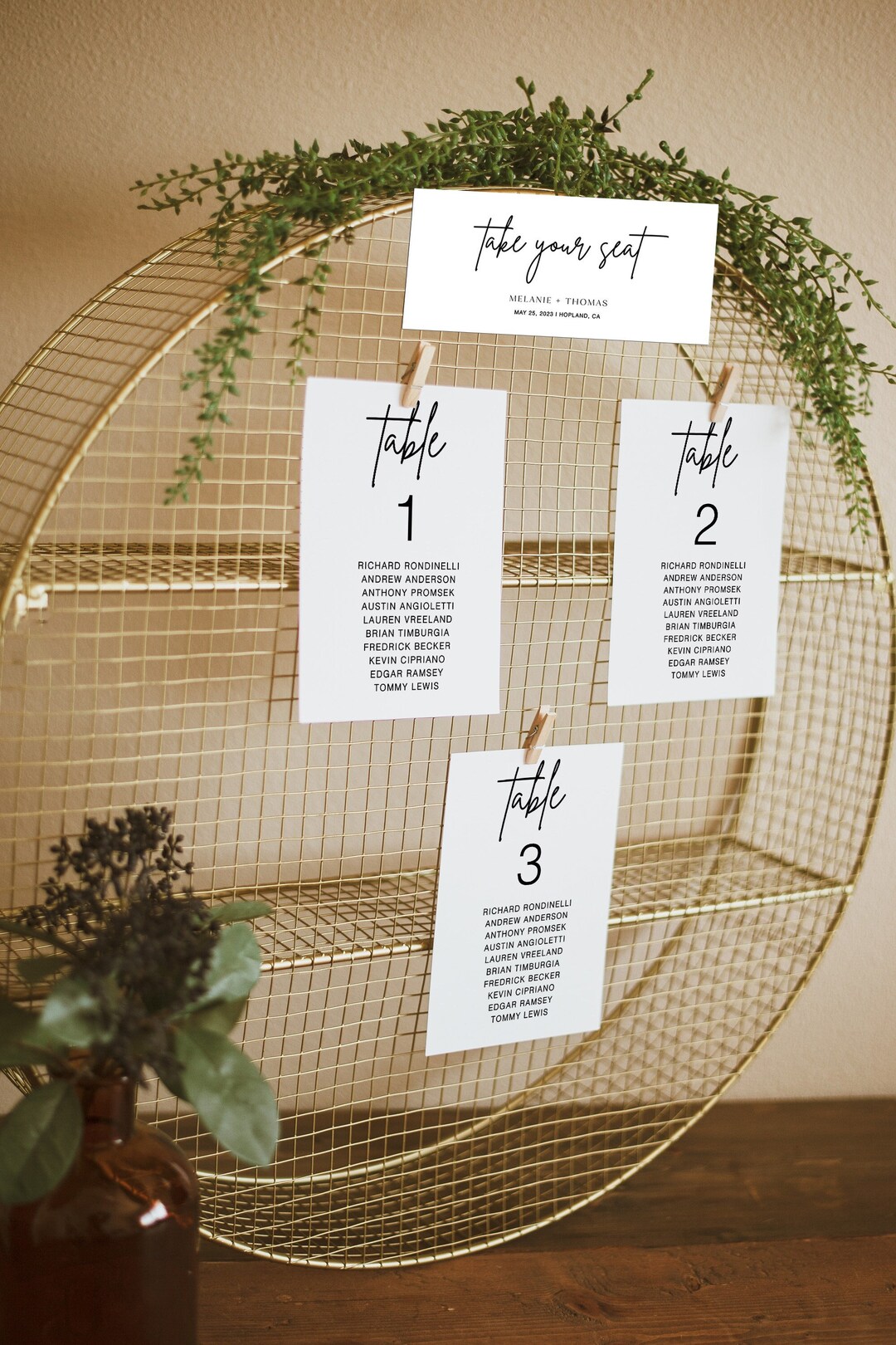 Wedding Seating Cards, Modern Wedding Seat Cards, Minimalist Wedding ...