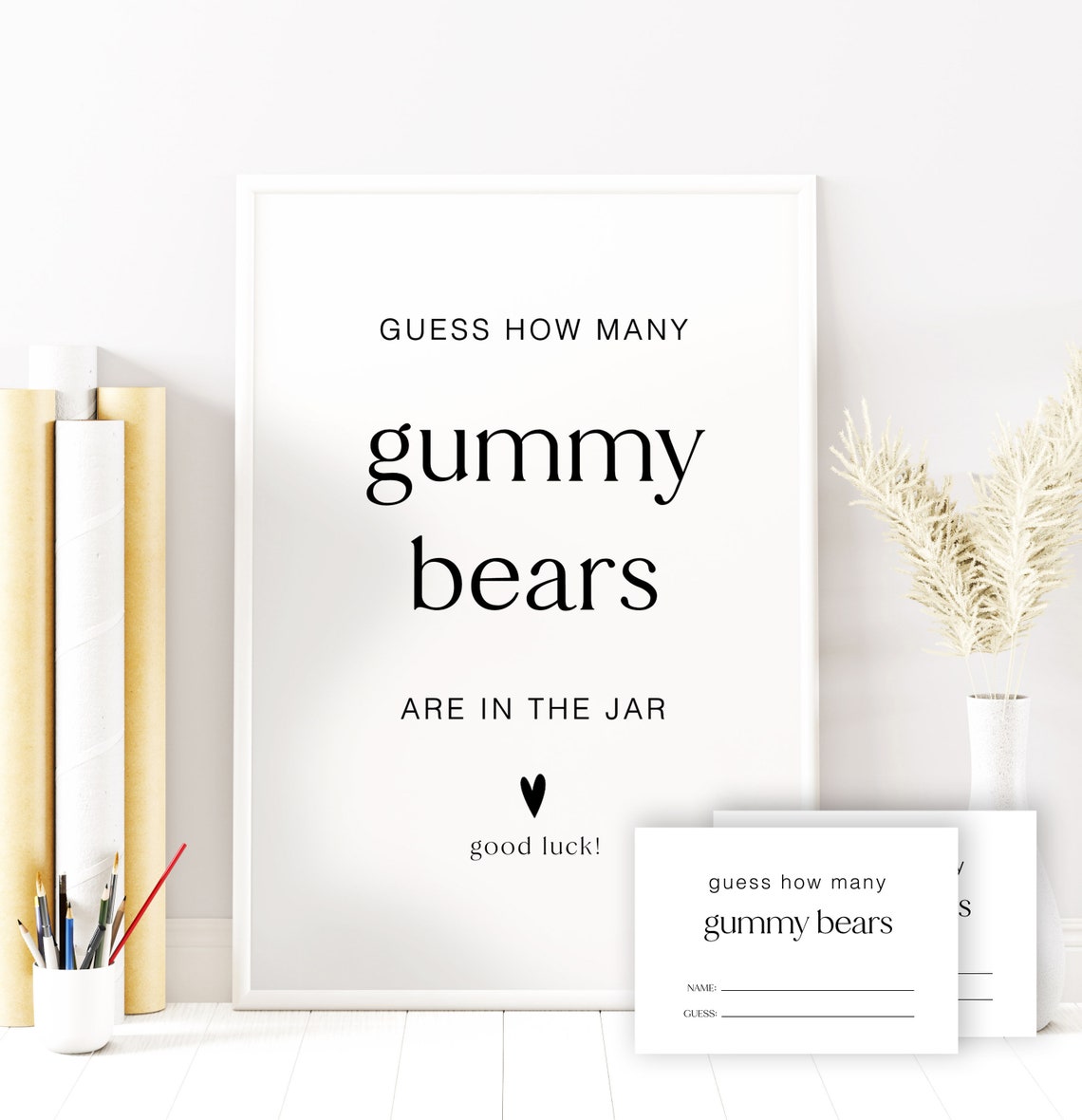 Jar of Gummy Bears Count Sign Cards, Guess How Many Gummy Bears ...