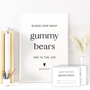 Jar of Gummy Bears Count Sign Cards, Guess How Many Gummy Bears ...